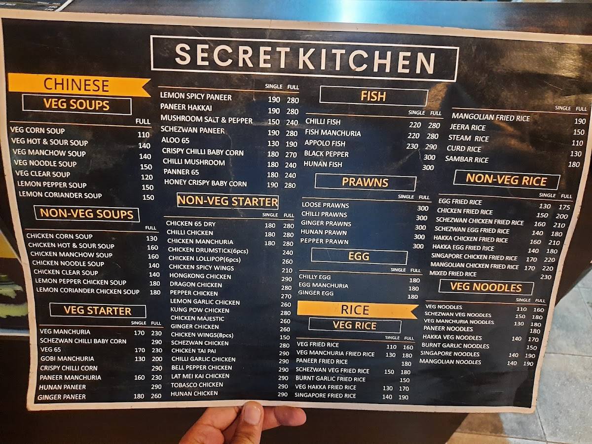 Menu at SECRET KITCHEN RESTAURANT, Secunderabad, 6-1-1 to 6-1-4
