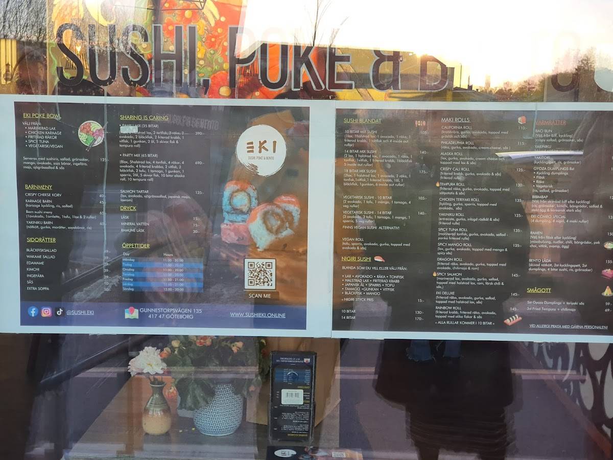 Menu at SUSHI EKI restaurant, Gothenburg