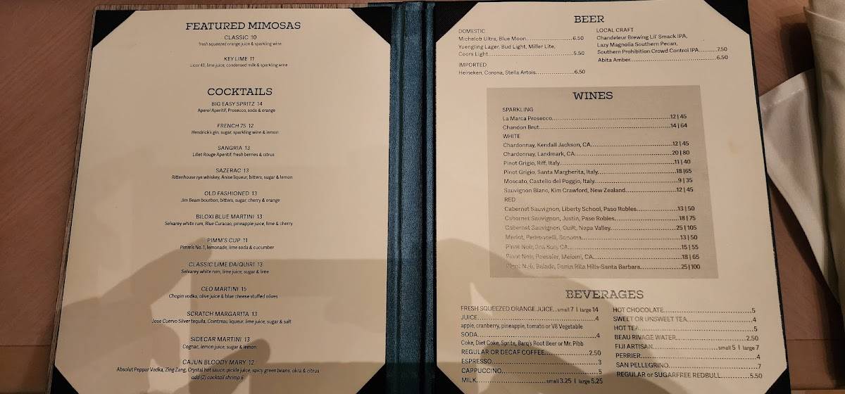 Menu at Salt & Ivy, A Coastal Kitchen restaurant, Biloxi, Beau Rivage ...