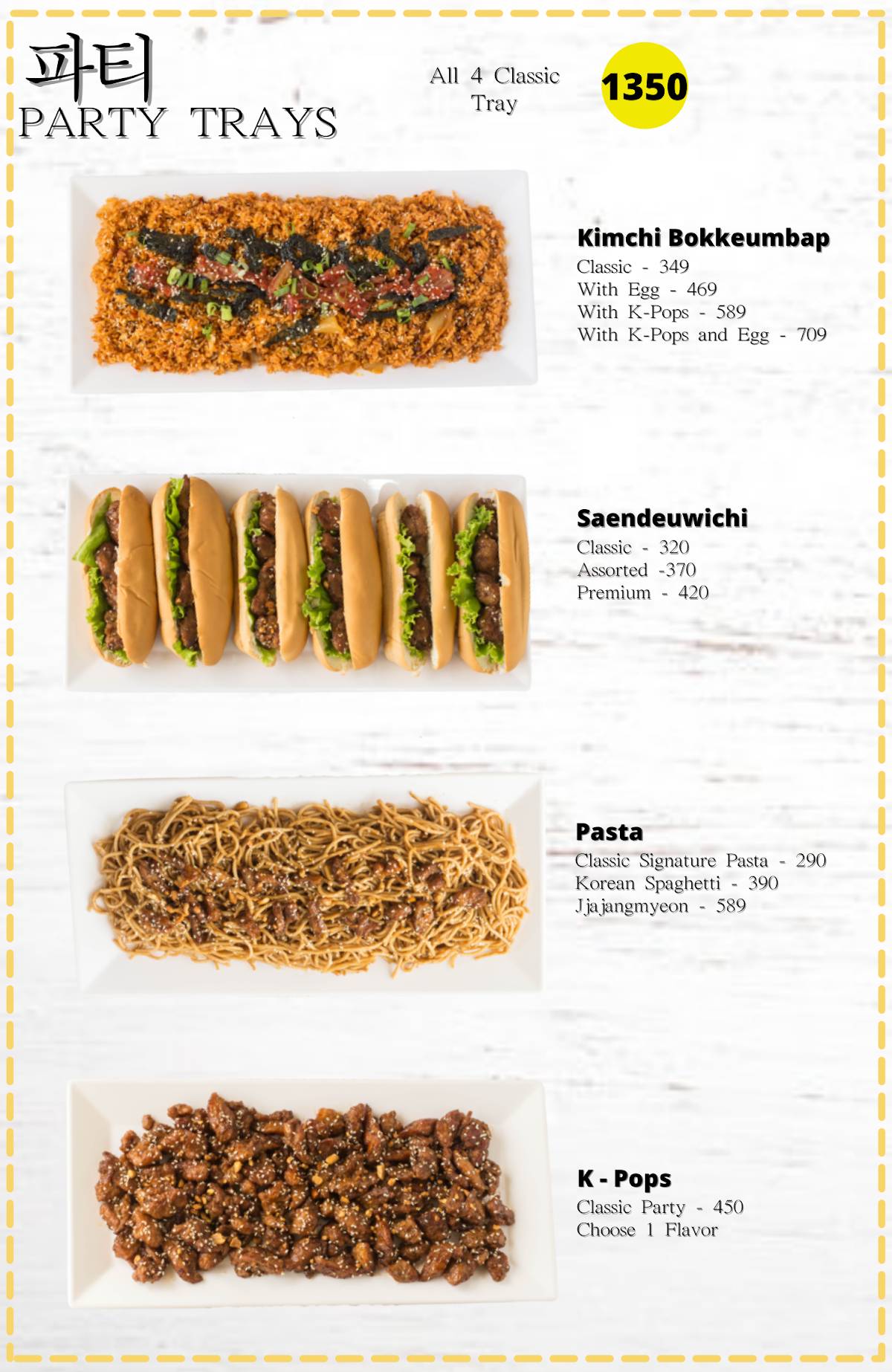 Carta del restaurante Samjang Tarlac, Tarlac