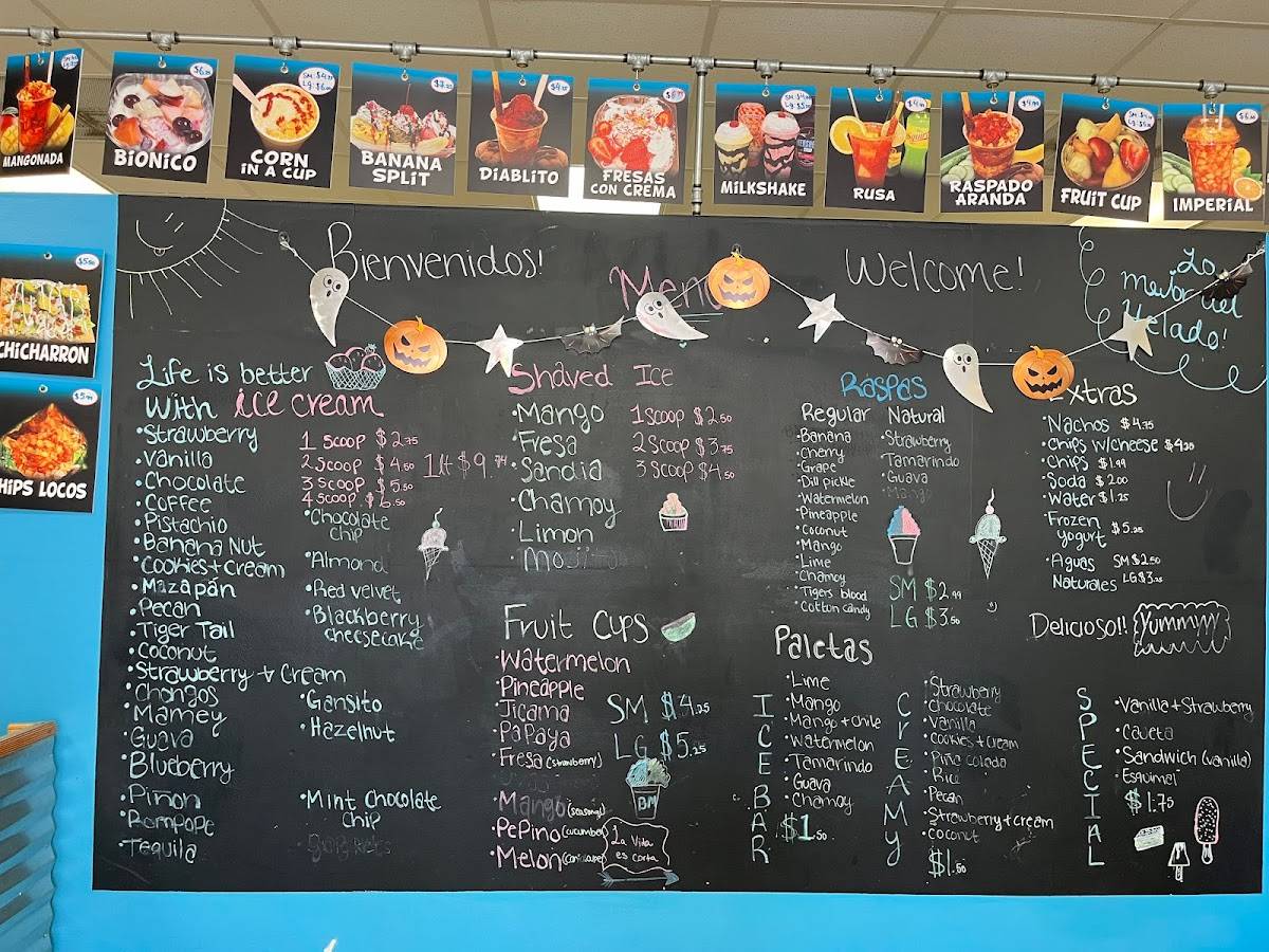 Carta del restaurante Helados Aranda, San Antonio, Nacogdoches Rd