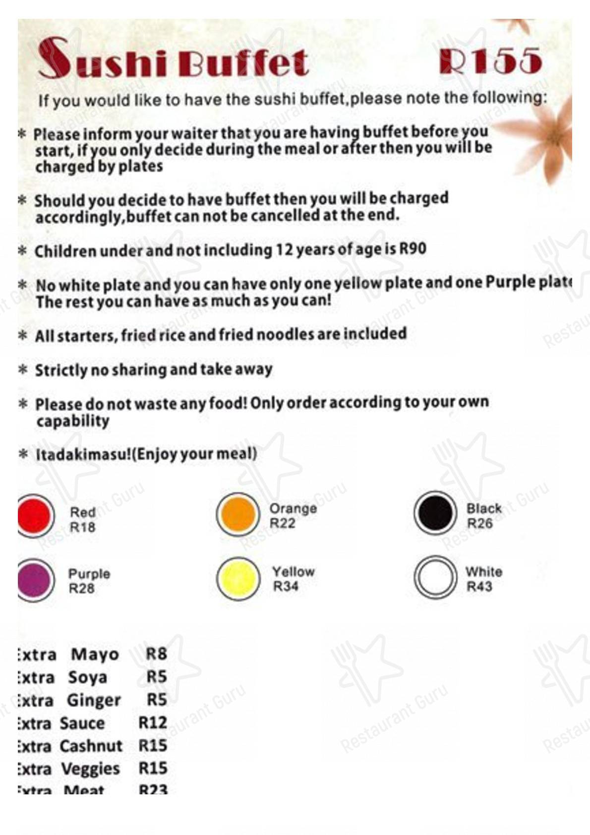 Menu at Yamakado Sushi Restaurant Fourways, Sandton
