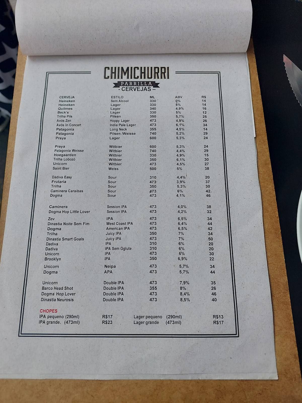 Menu em Chimichurri Parrilla restaurante, São Paulo