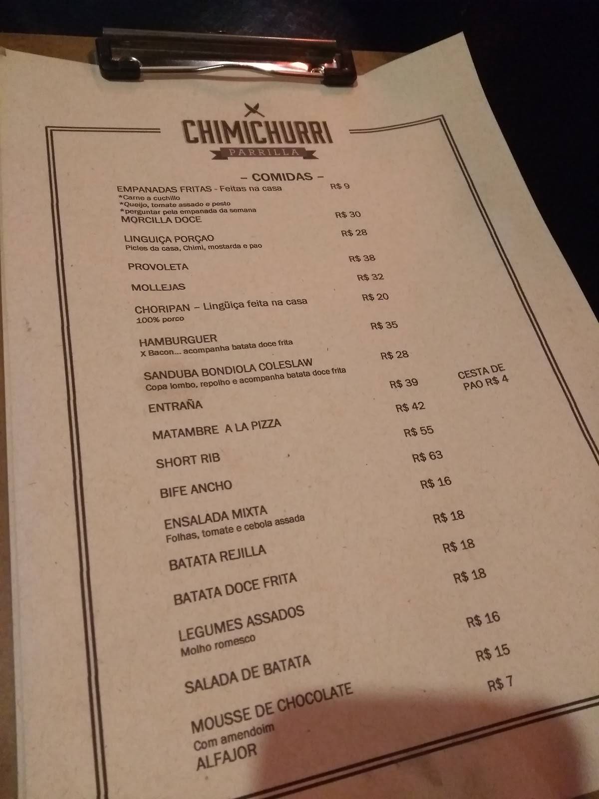 Menu em Chimichurri Parrilla restaurante, São Paulo