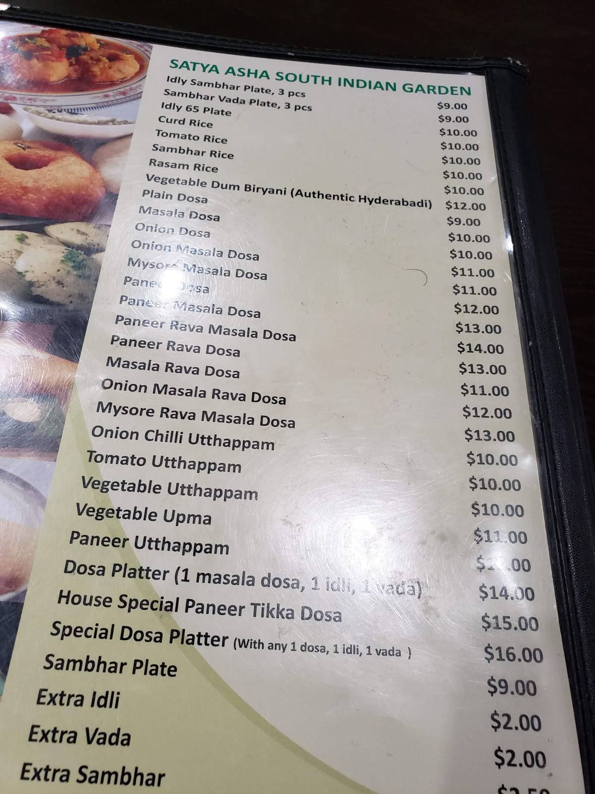 Carta del postres Satya Asha, Surrey, 72 Ave #6