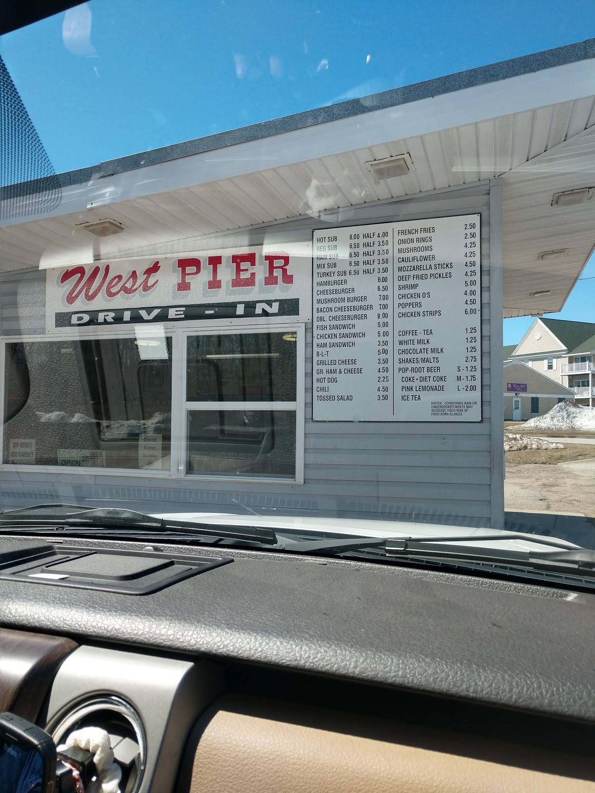 Menu at West Pier Drive-In restaurant, Sault Ste. Marie