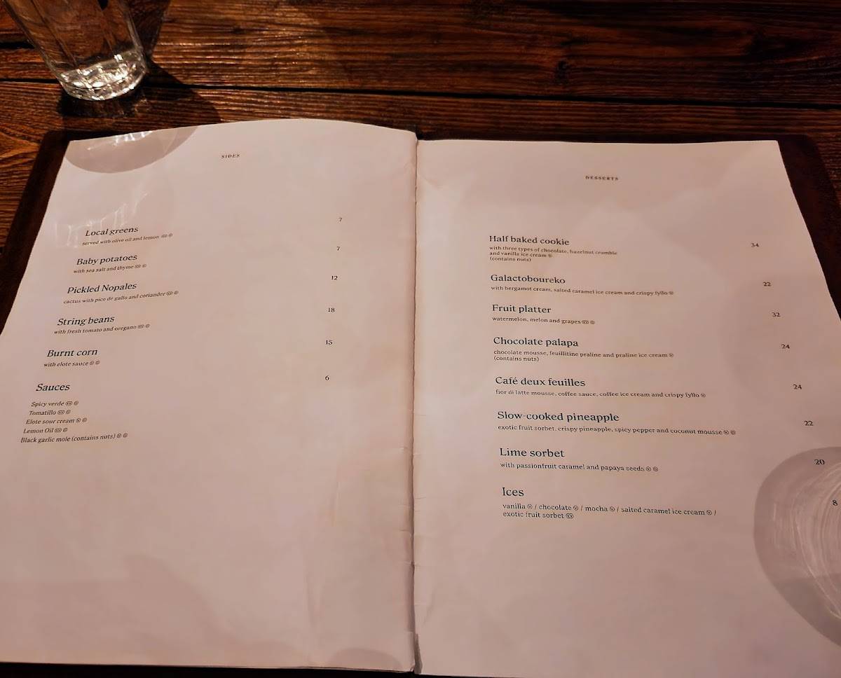 Menu at Scorpios, Mikonos