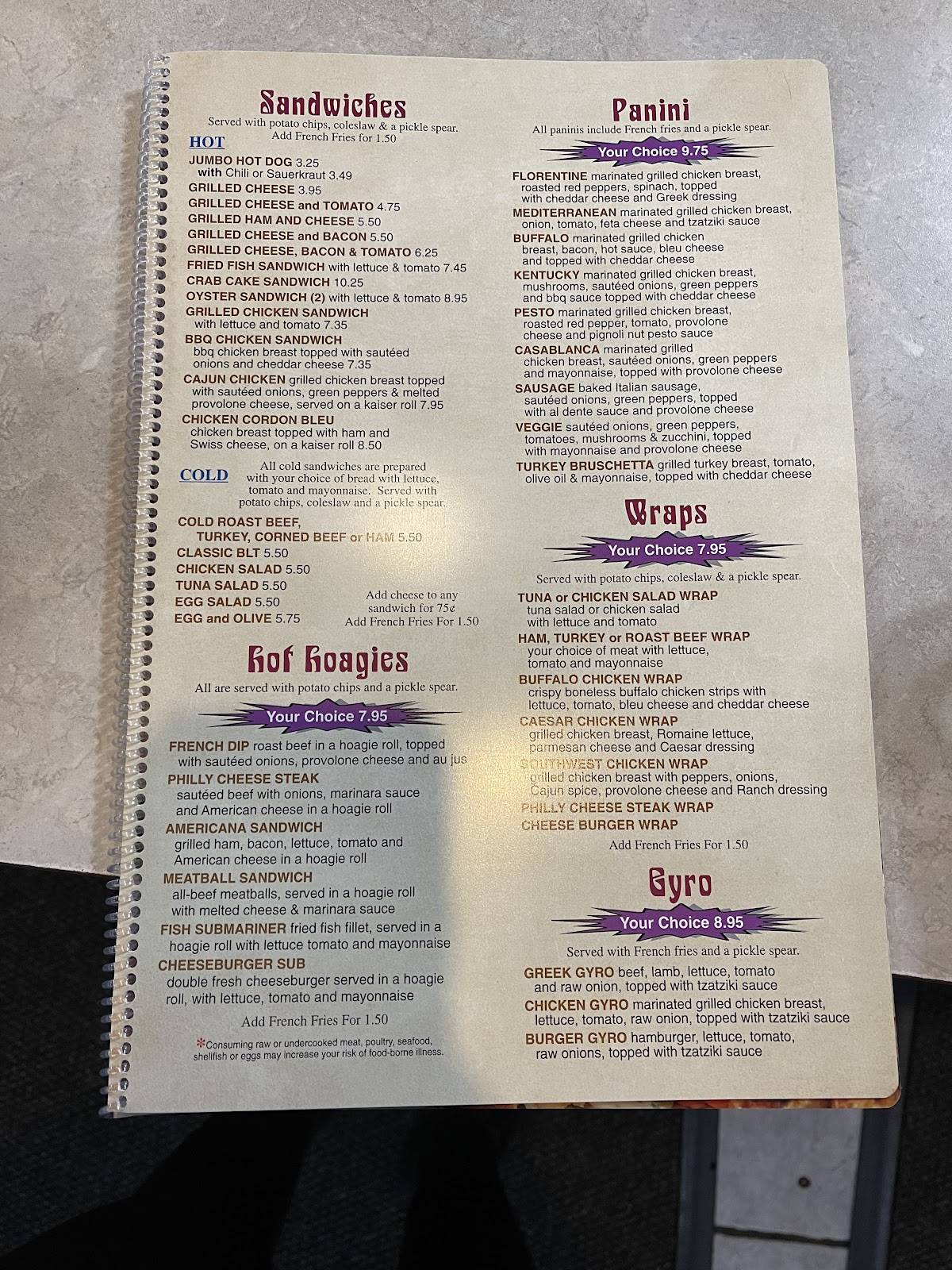 Menu at Shiloh Family Restaurant, York