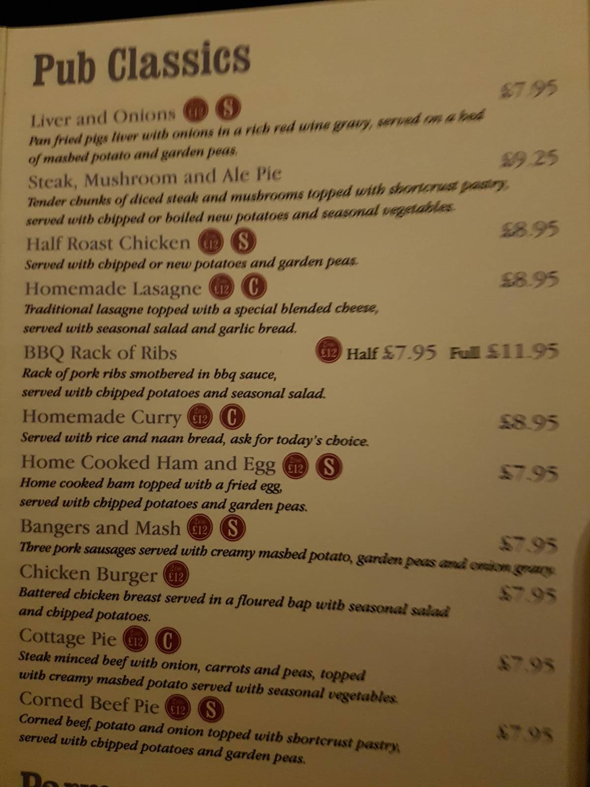 Menu at The Ship Inn pub & bar, Saltburn-by-the-Sea, Saltburn Rd