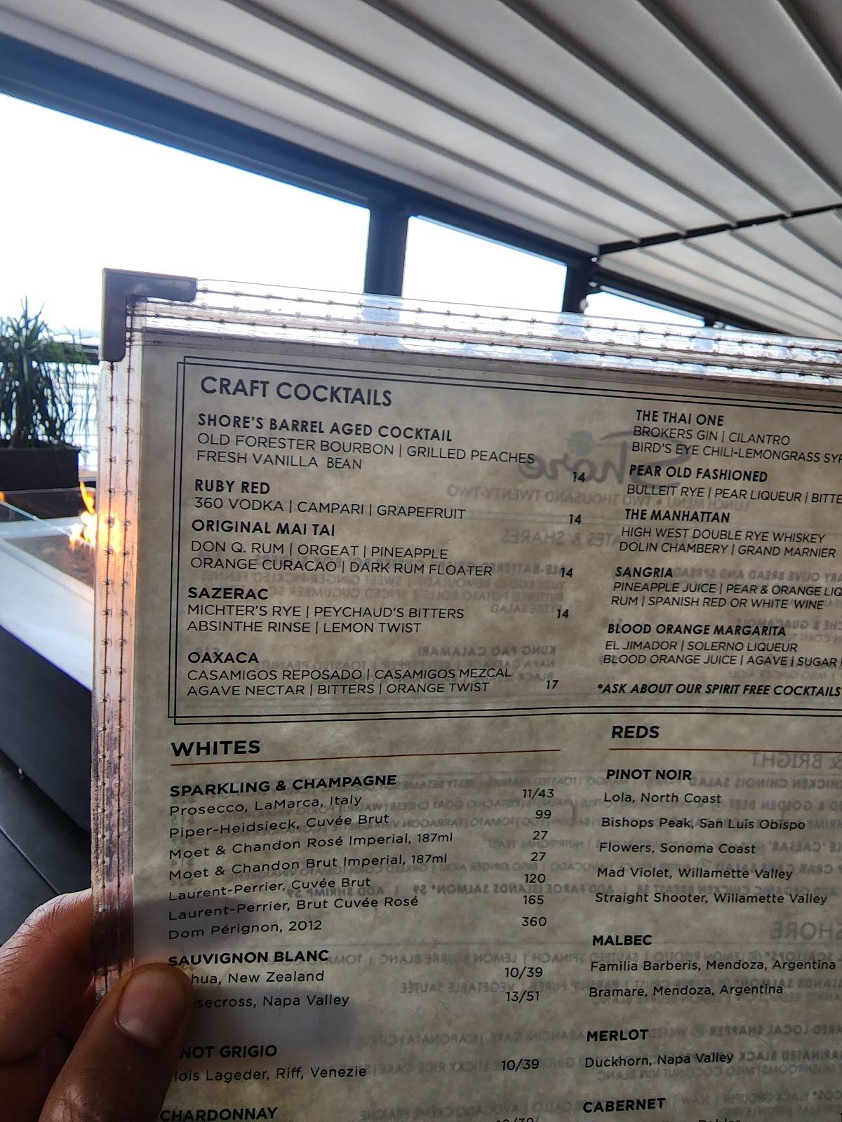Menu at Shore Longboat Key restaurant, Longboat Key