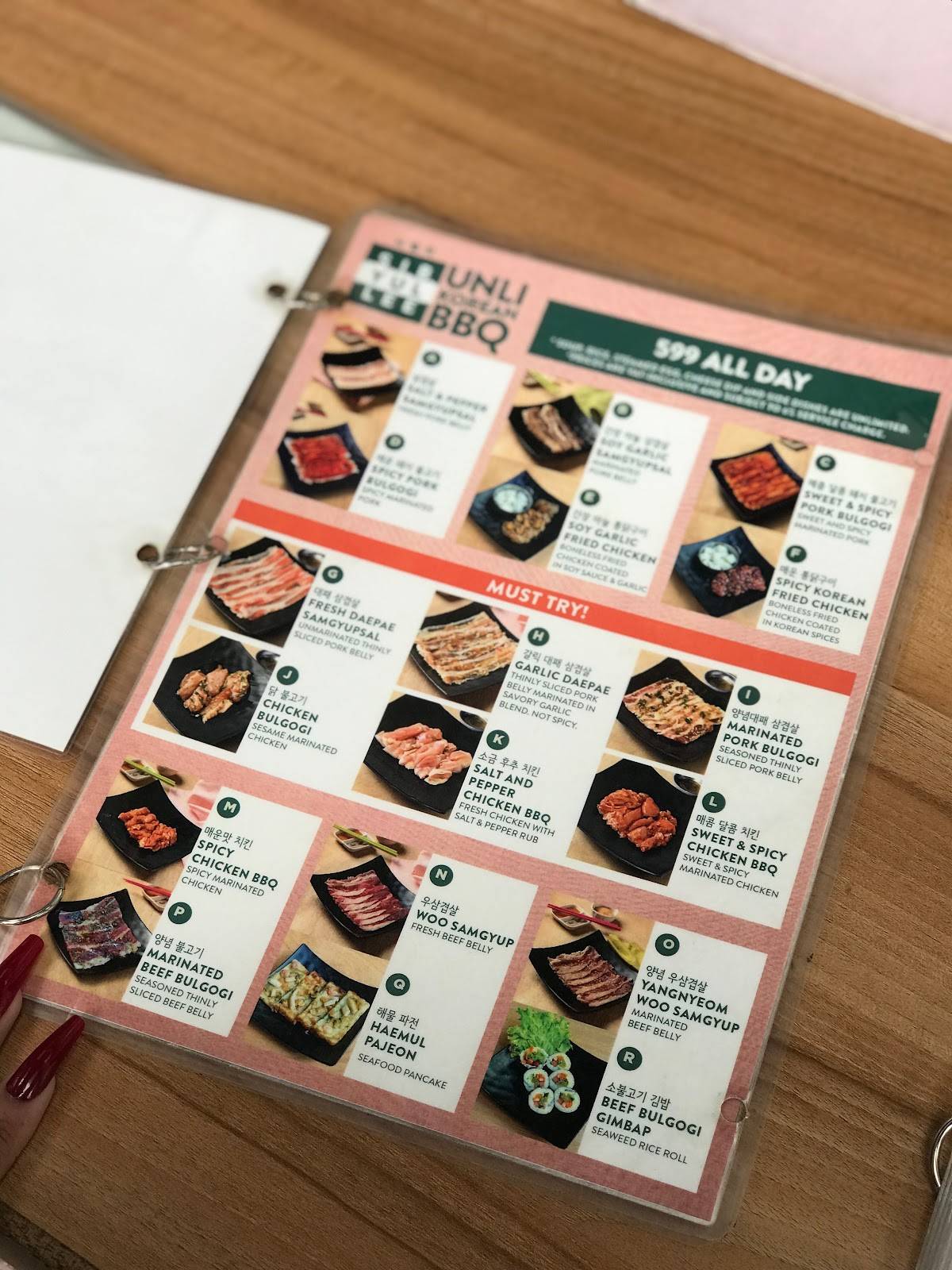 Menu at Sibyullee Unlimited Korean Barbecue (Alabang Town Center ...