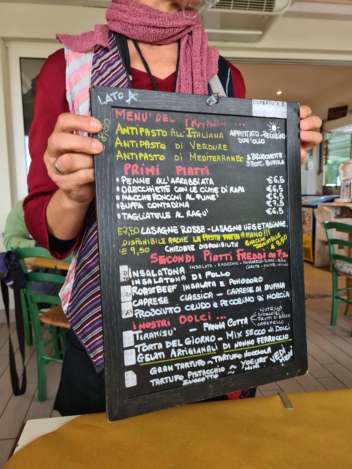 Menu da Bar Trattoria Rosso Conero, Sirolo