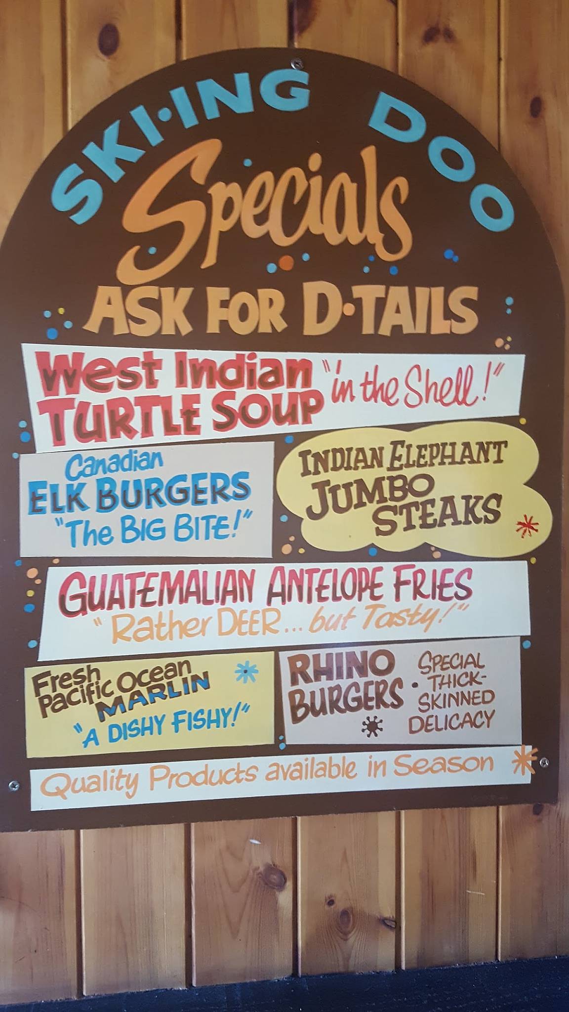 Menu at Skiing Doo restaurant, Aviemore