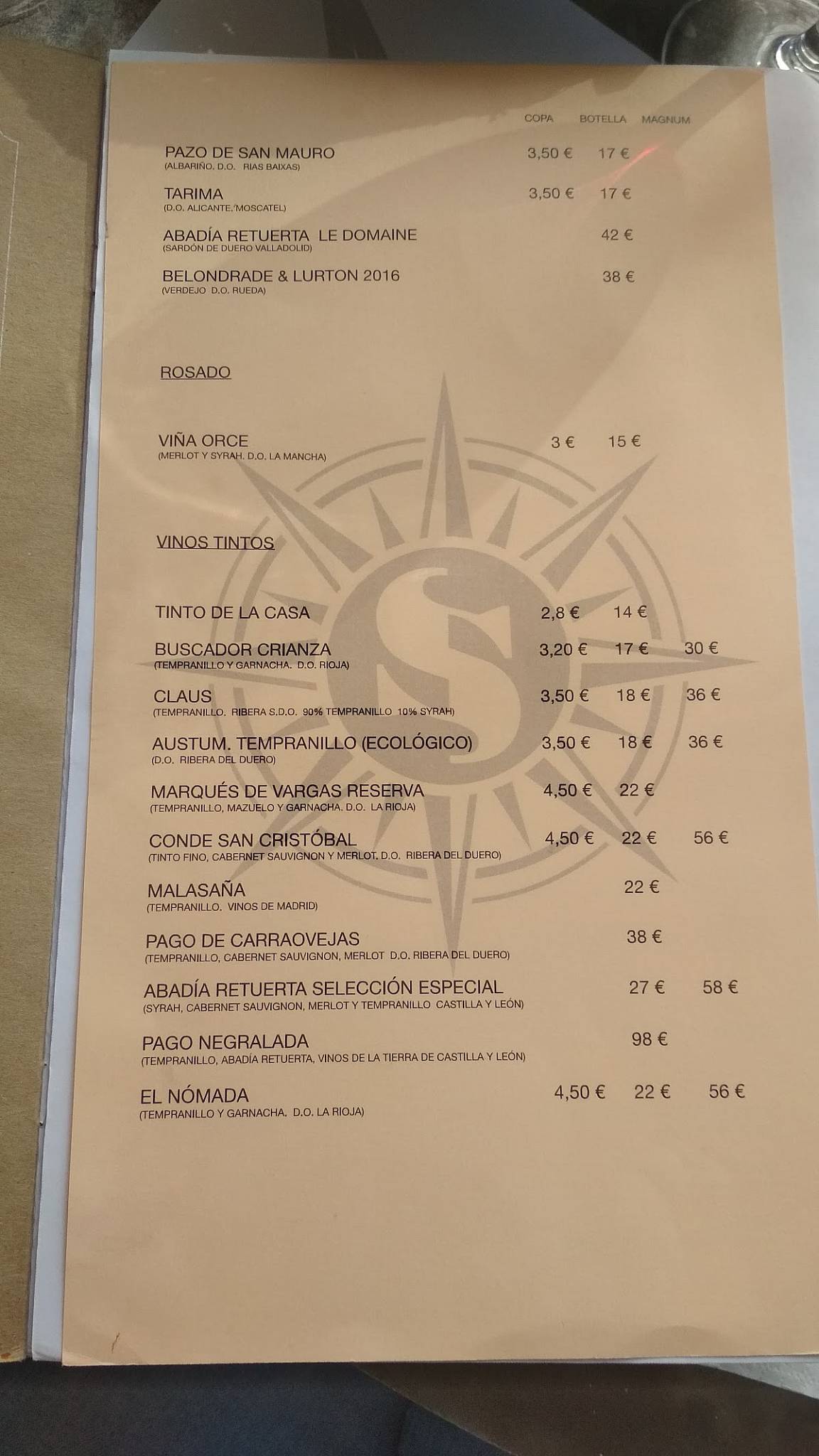 Carta del restaurante Sojo Fusión, Córdoba, C. Enrique Romero Torres