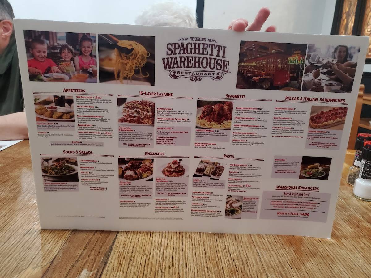 Menu at Spaghetti Warehouse restaurant, Akron