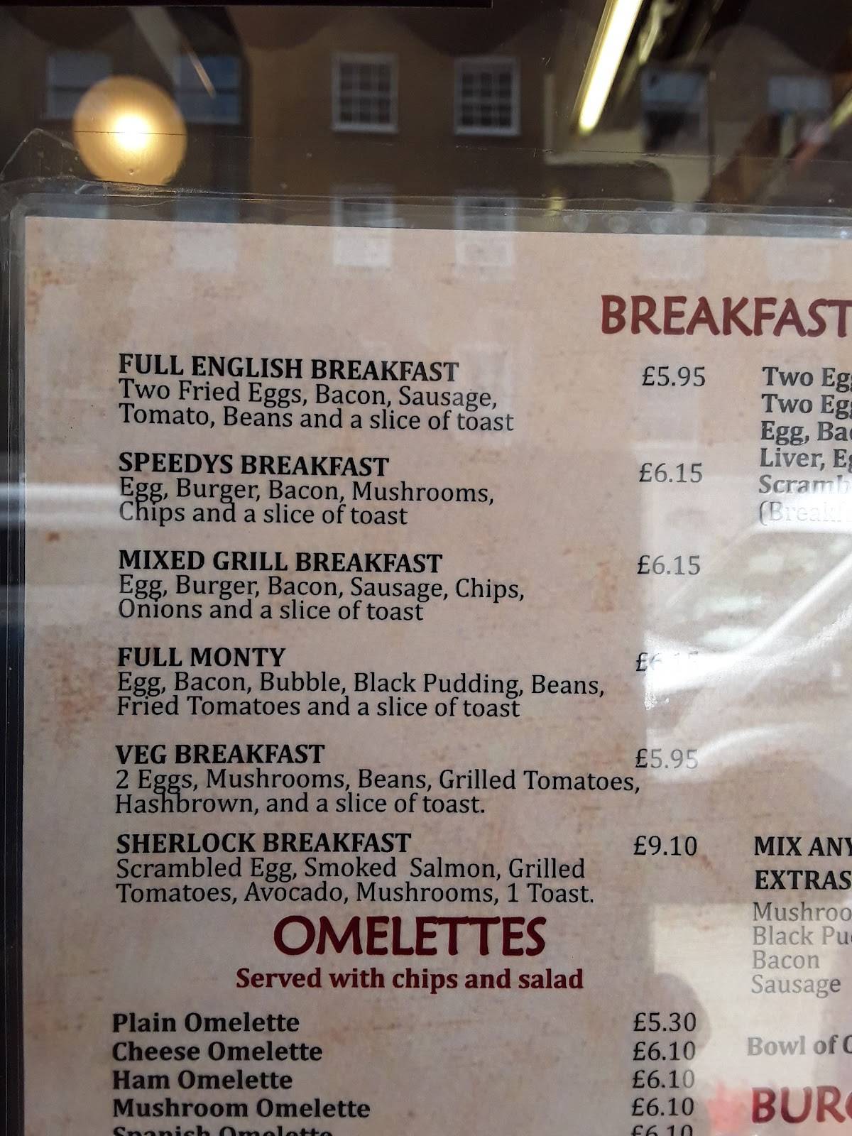 Menu at Speedy's Sandwich Bar & Cafe, London, 187 N Gower St