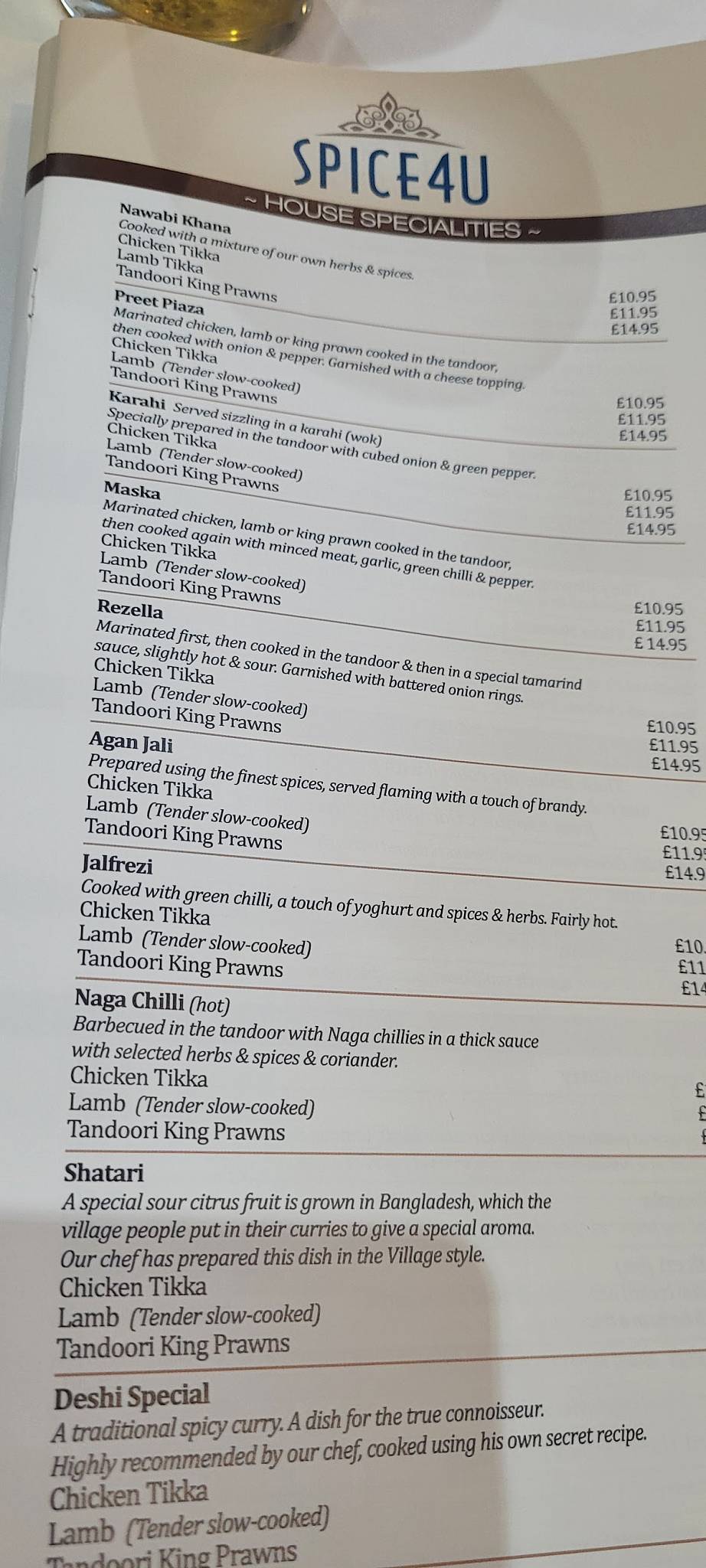 Menu at Spice 4 U restaurant, Pickering