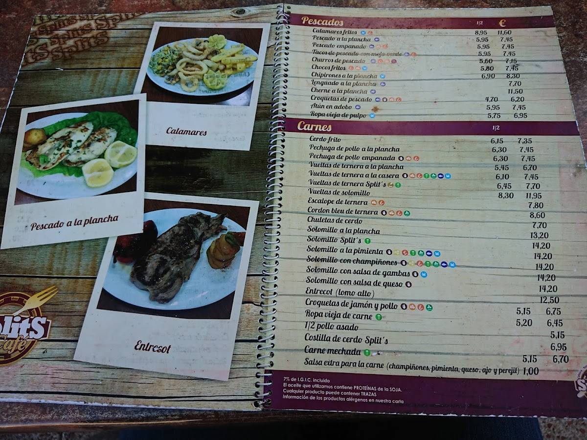 Carta de Splits Café Centro Comercial Las Arenas, Las Palmas de Gran ...