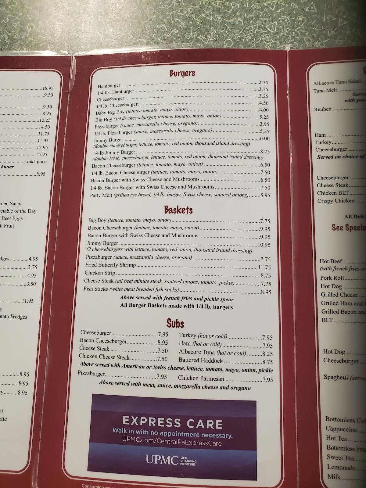 Menu at Papertown Dairy Bar & Restaurant, Spring Grove
