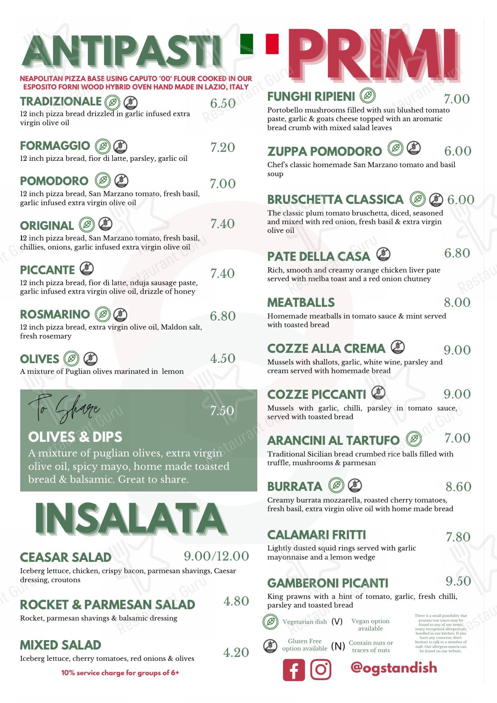 Menu at Olive Garden Standish restaurant, Standish