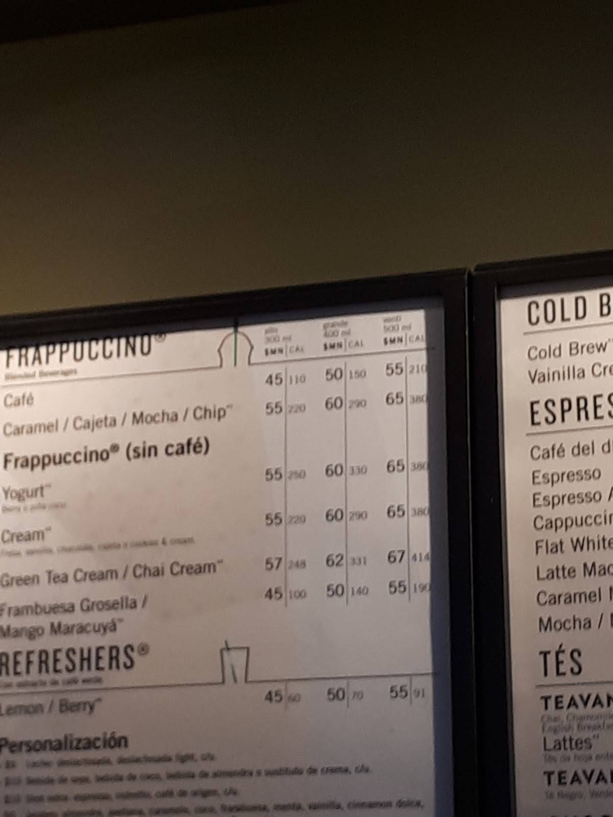 Menu at Starbucks Manzanillo Blvd Madrid cafe, Manzanillo, Blvd. Miguel ...