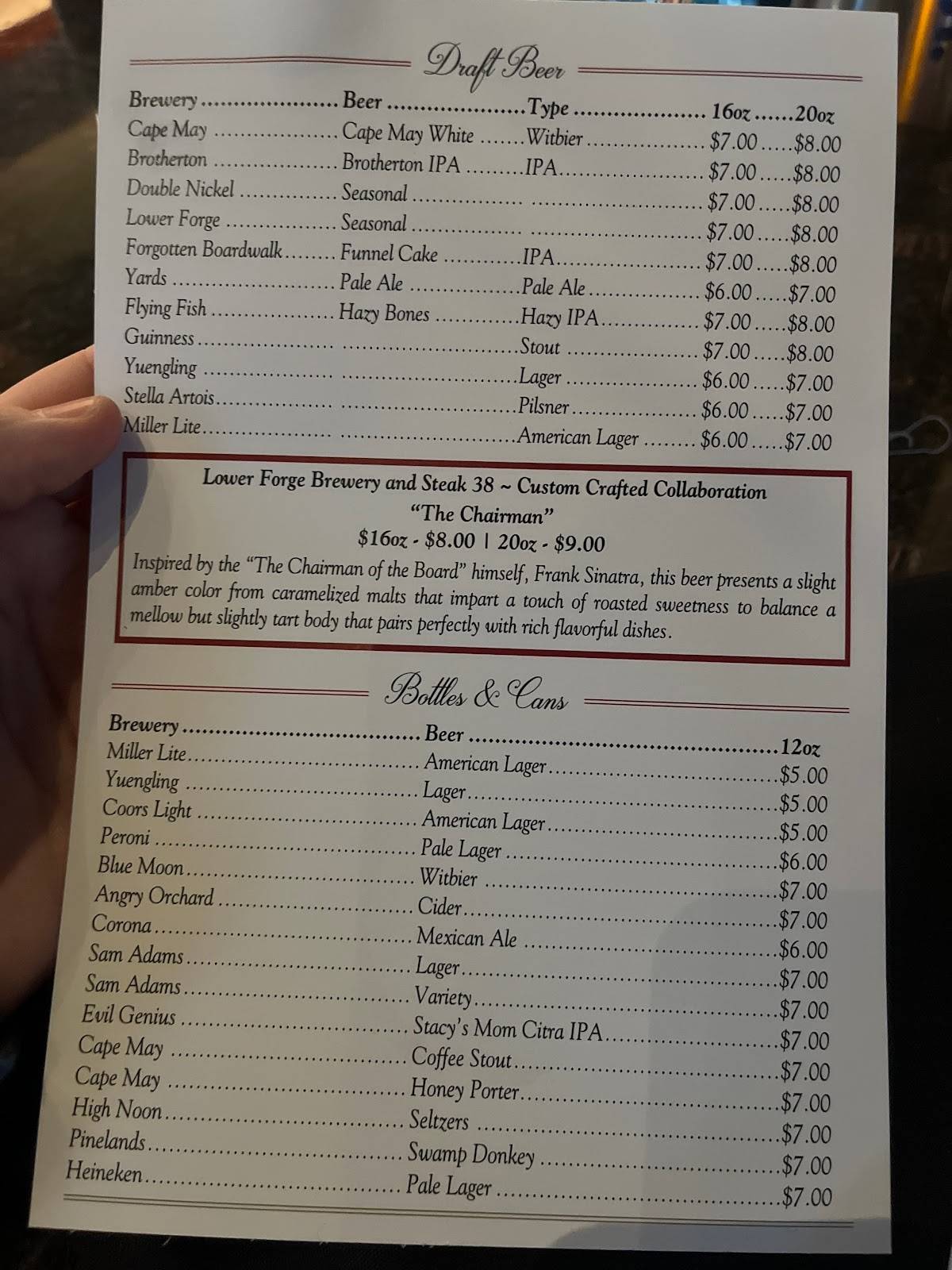 Menu at Steak 38 Tabernacle pub & bar, Tabernacle