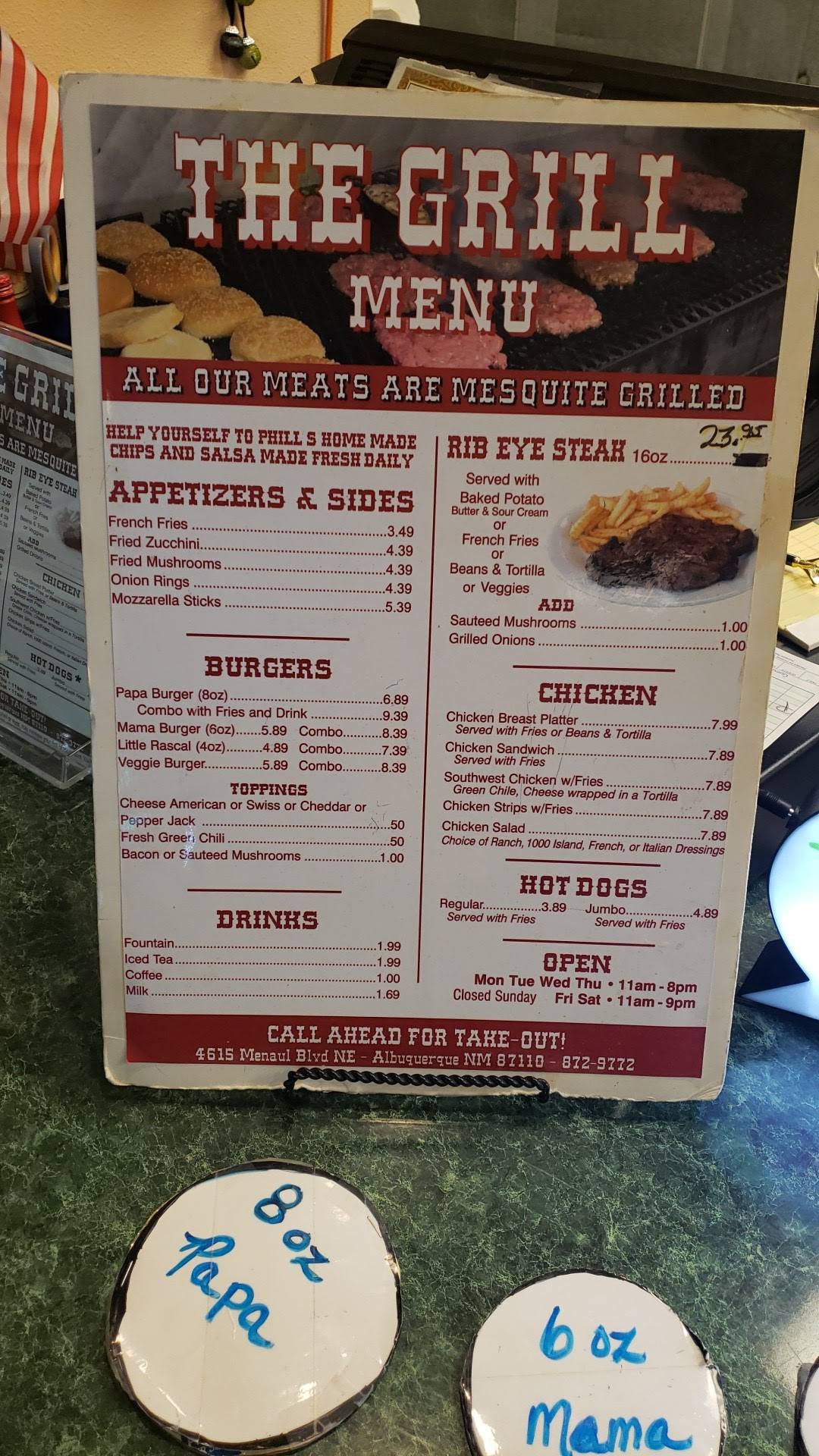 Menu at The Grill on San Mateo steakhouse, Albuquerque, San Mateo Blvd ...