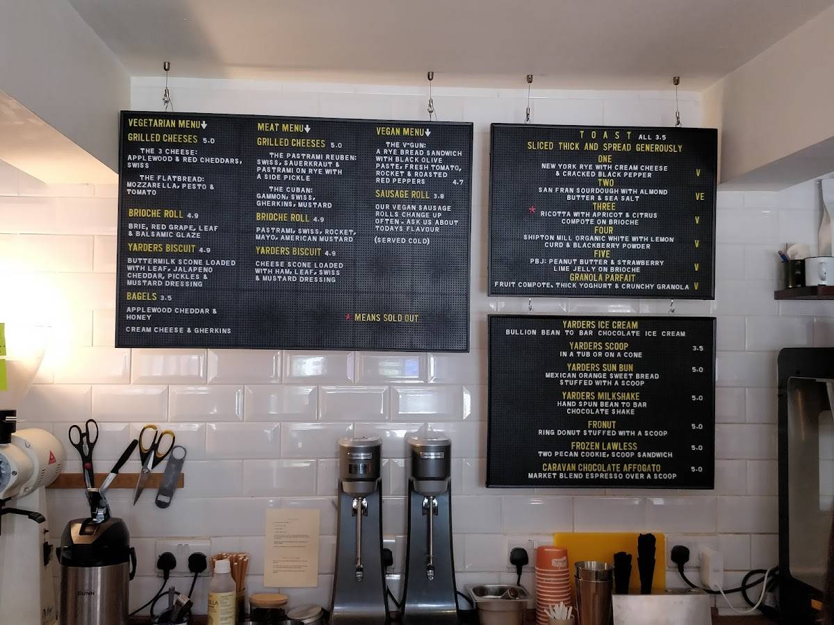 Menu at Steam Yard cafe, Sheffield