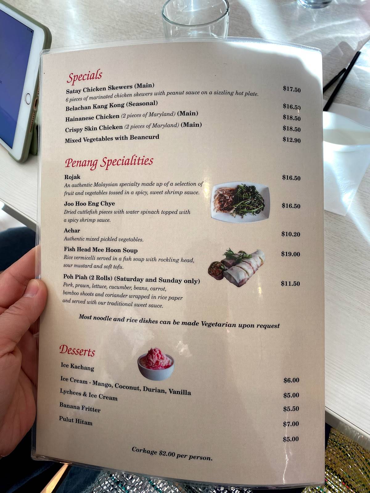 Menu at Straits Cafe Malaysian Restaurant, Wantirna South