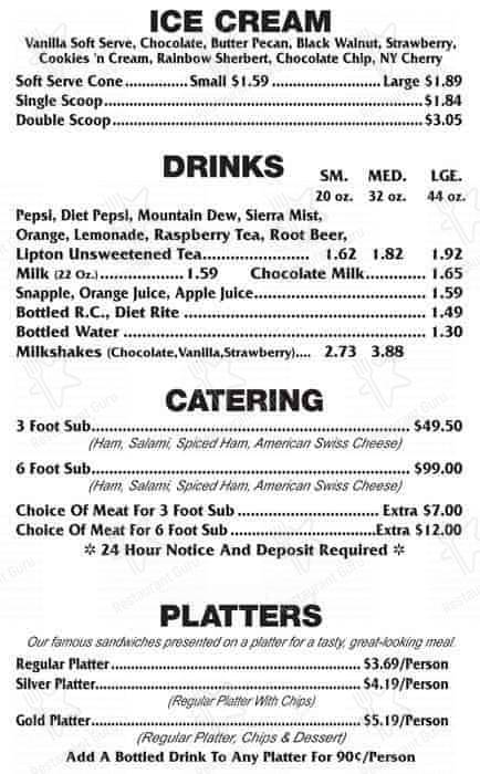 Menu at Submarine Port fast food, South Holland, 617 E 162nd St