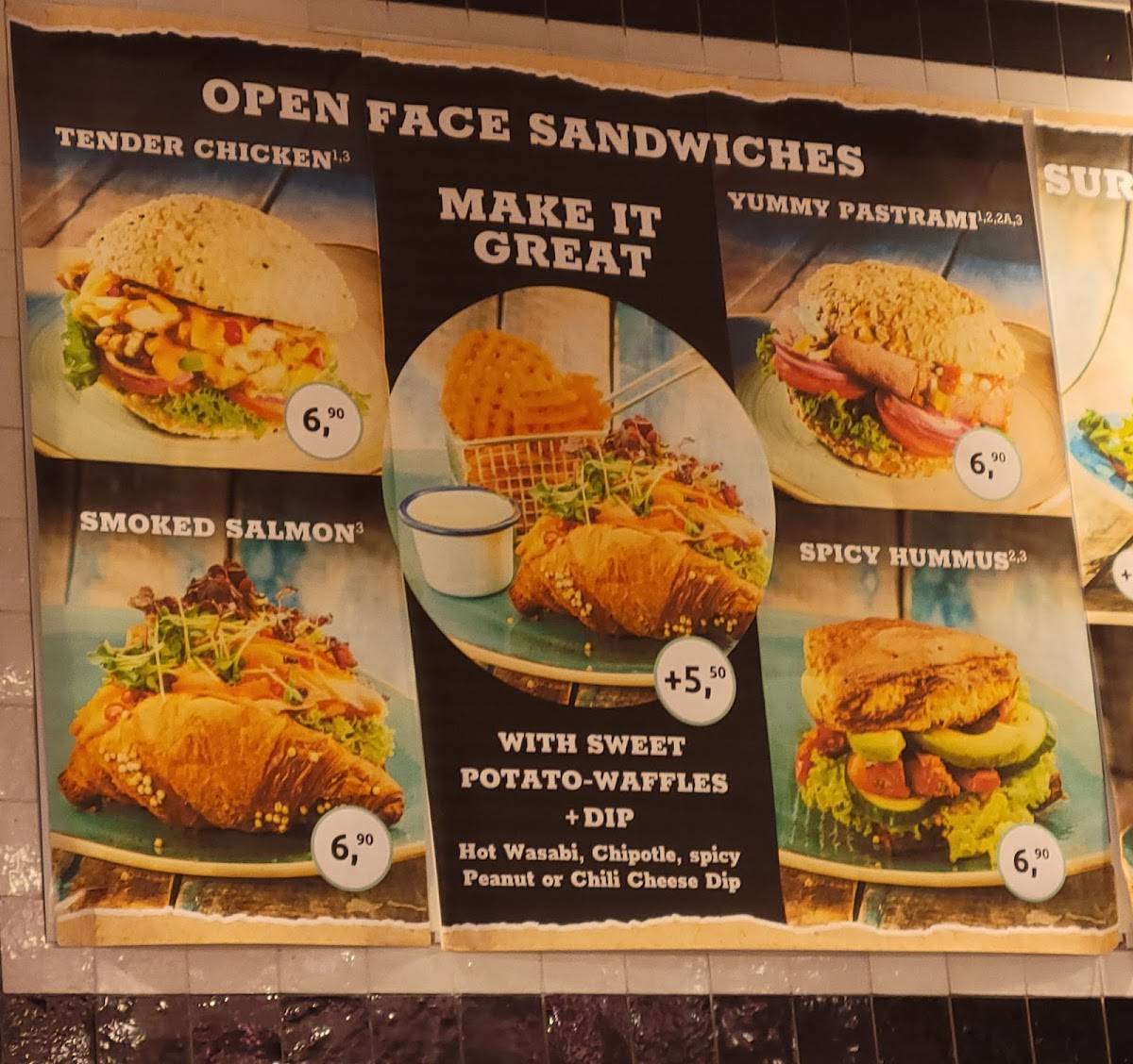 Speisekarte von Surf and Turf restaurant, München-Flughafen