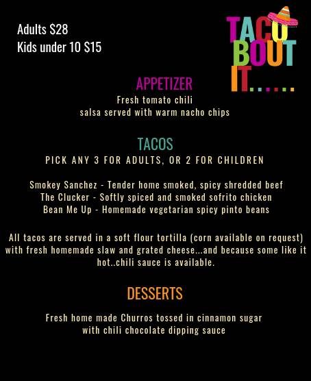 Menu at Taco bout it restaurant, Carterton