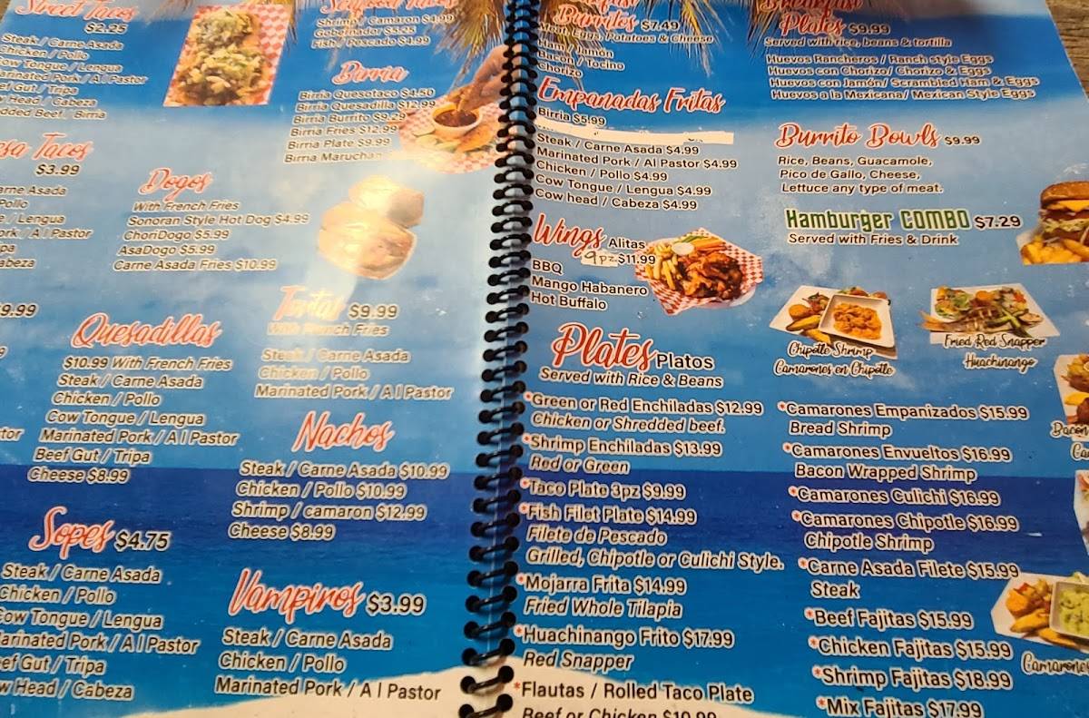 Menu at Casa Rivas Mexican Food & Mariscos restaurant, Mesa