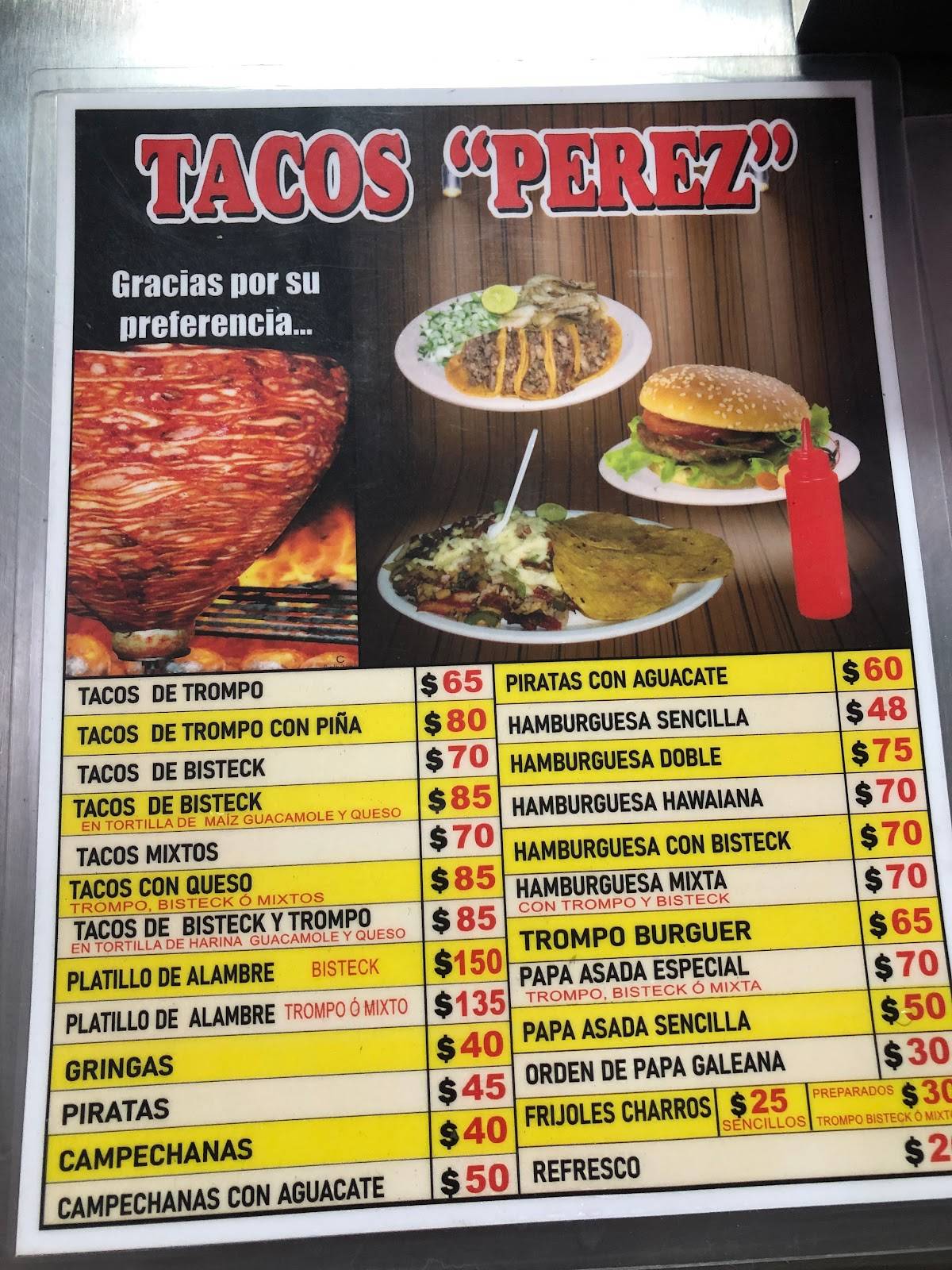 Carta del restaurante Tacos Perez, Monterrey, Av. Solidaridad 6718-6700