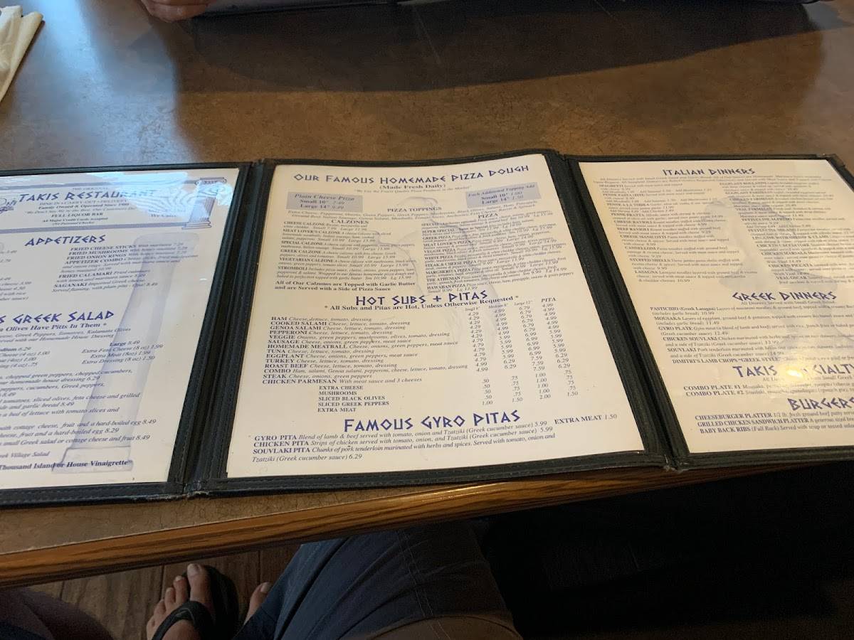 Menu at Takis Restaurant, Leesburg, N 14th St