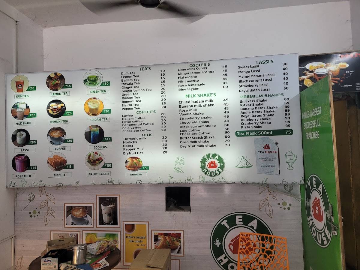 Menu at Tea house, Bhadrachalam