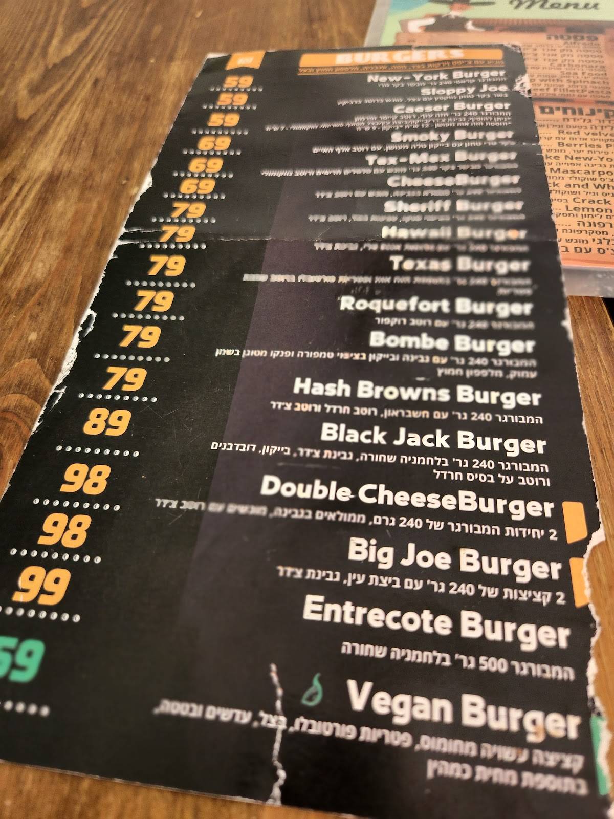 Menu at Texas Ashdod pub & bar, Ashdod