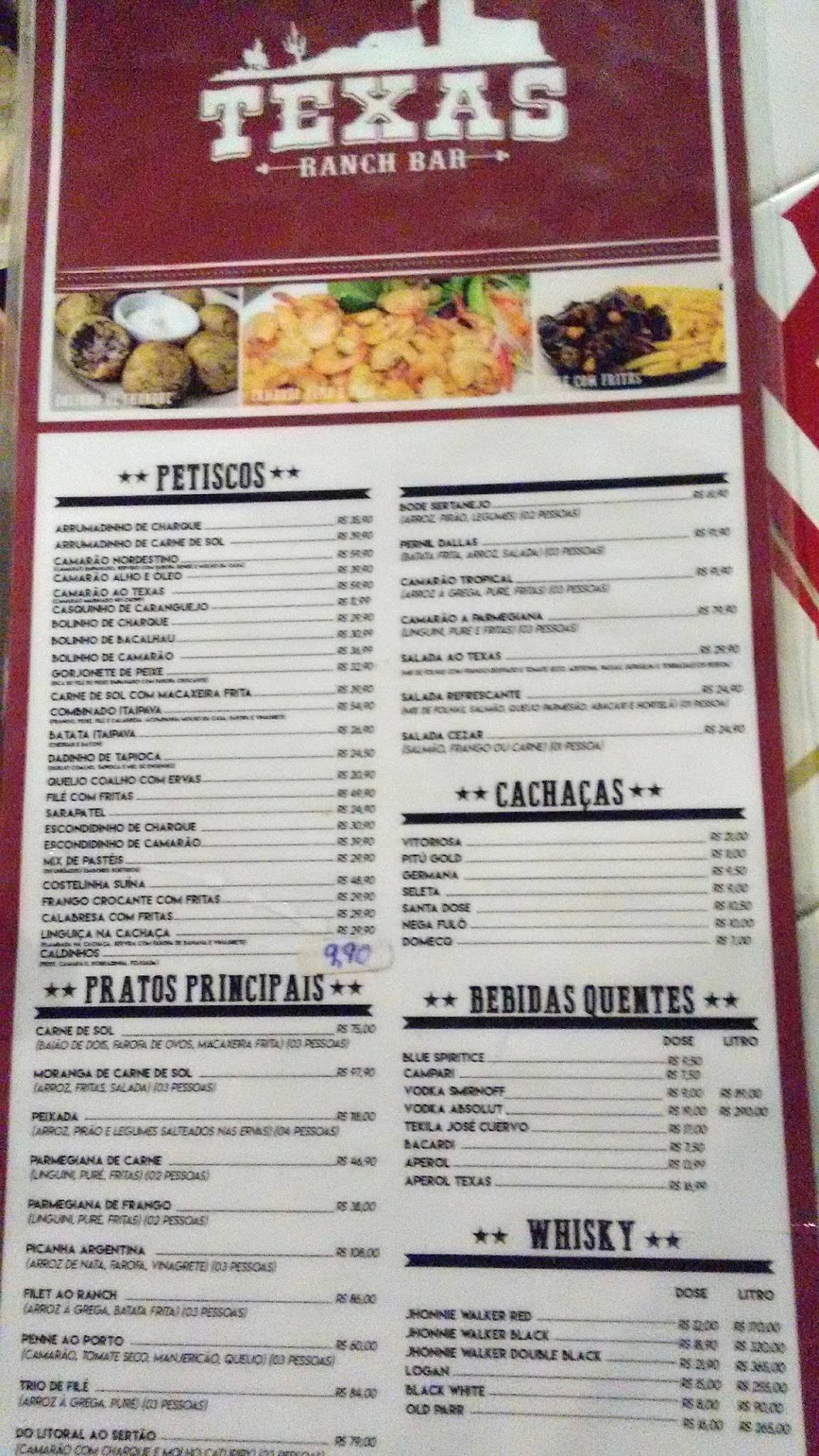 Menu at Texas Ranch Bar, Recife