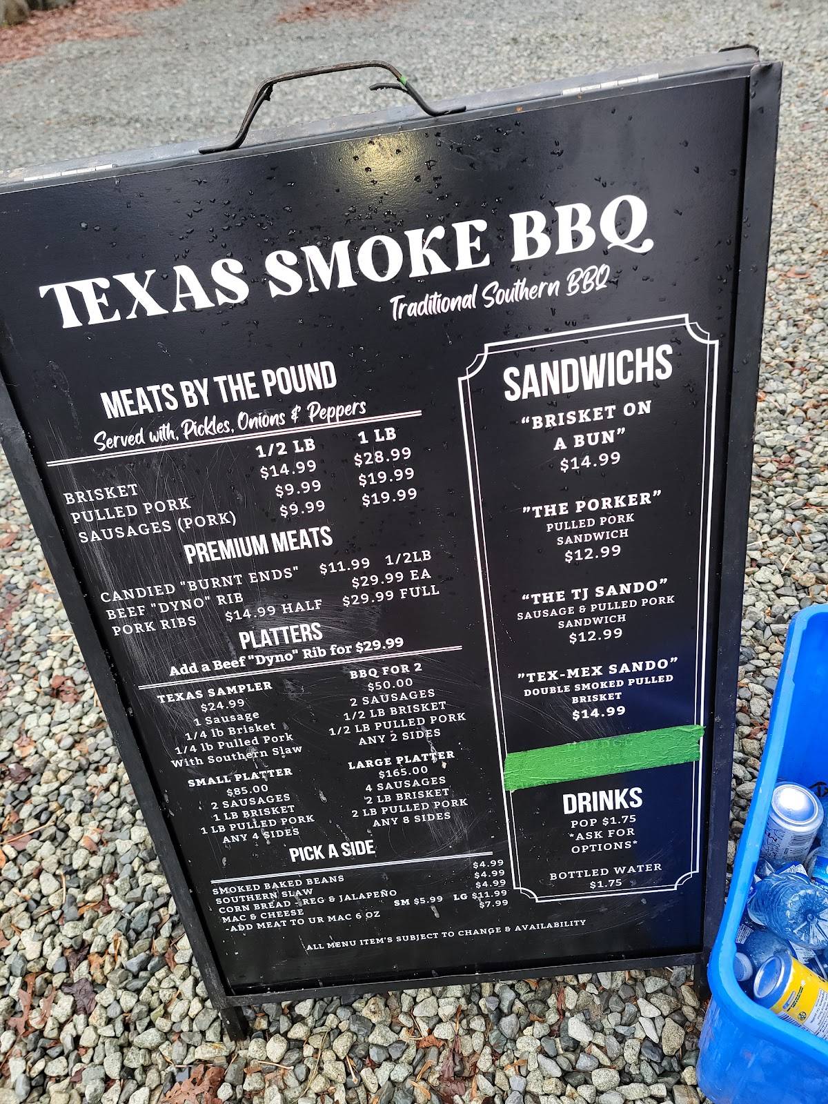 Menu at Texas Smoke BBQ, Langley Township, 72 Ave