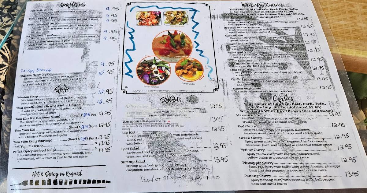 Menu at Thai 66 restaurant, Kingman