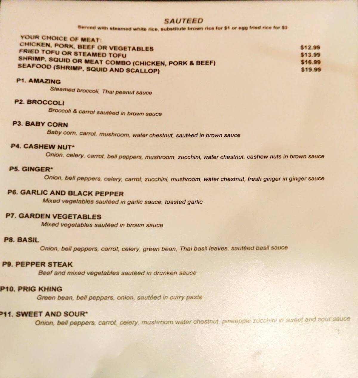 Menu at Thai Samurai Restaurant, New Port Richey, Little Rd