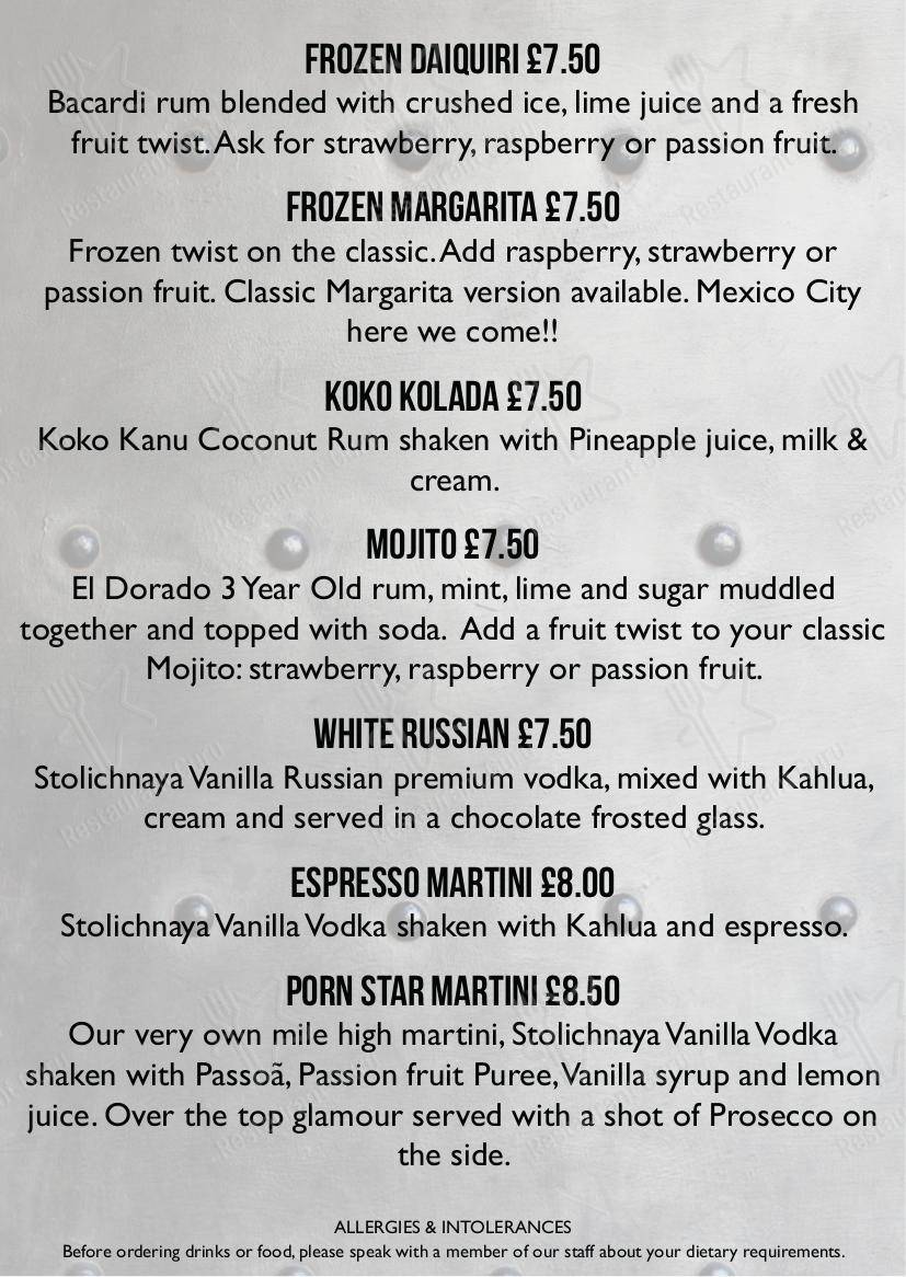 Menu at Airport Pub, Manchester Airport, Ringway