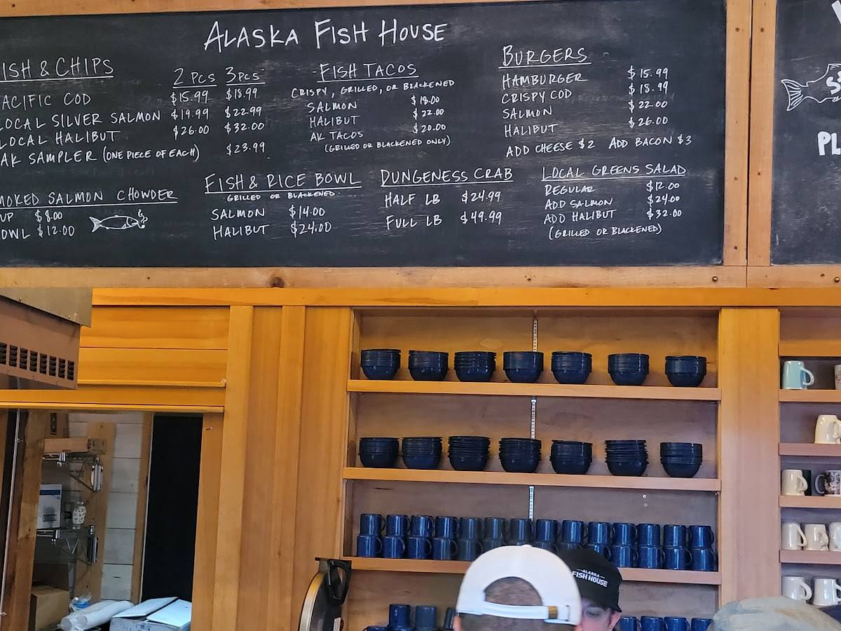 Menu at The Alaska Fish House restaurant, Ketchikan, 3 Salmon Landing