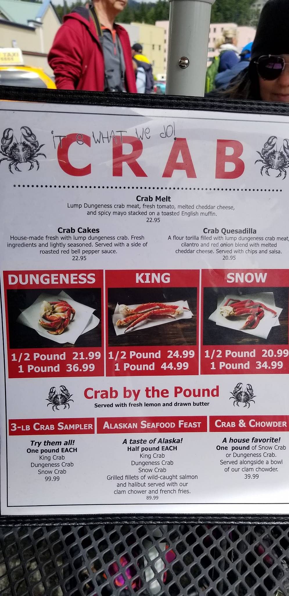 Menu at The Alaska Fish House restaurant, Ketchikan, 3 Salmon Landing