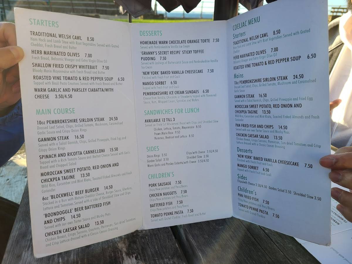 Menu at The Castle pub & bar, Little Haven, 1 Grove Pl