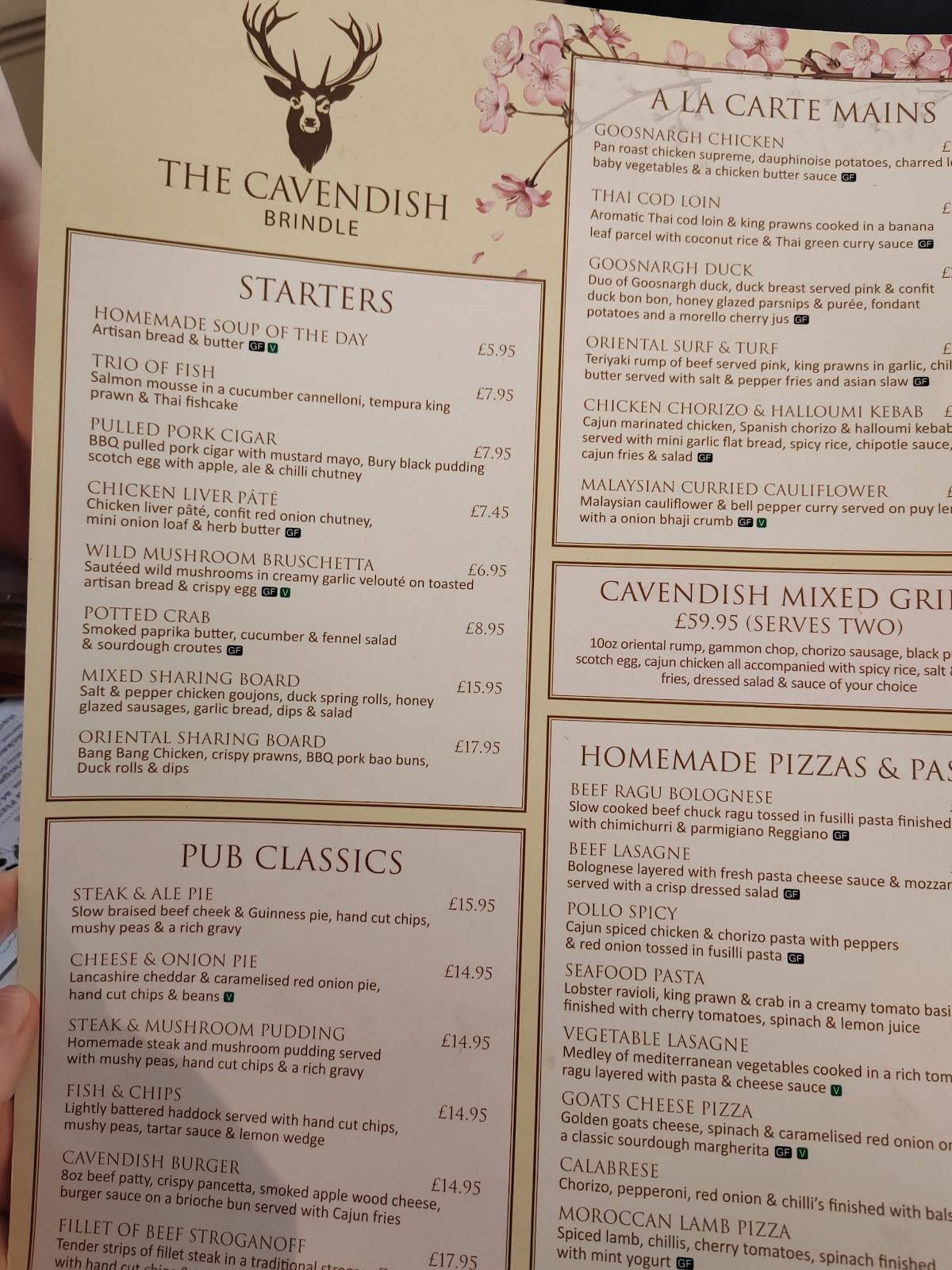 Menu at The Cavendish Arms pub & bar, Chorley