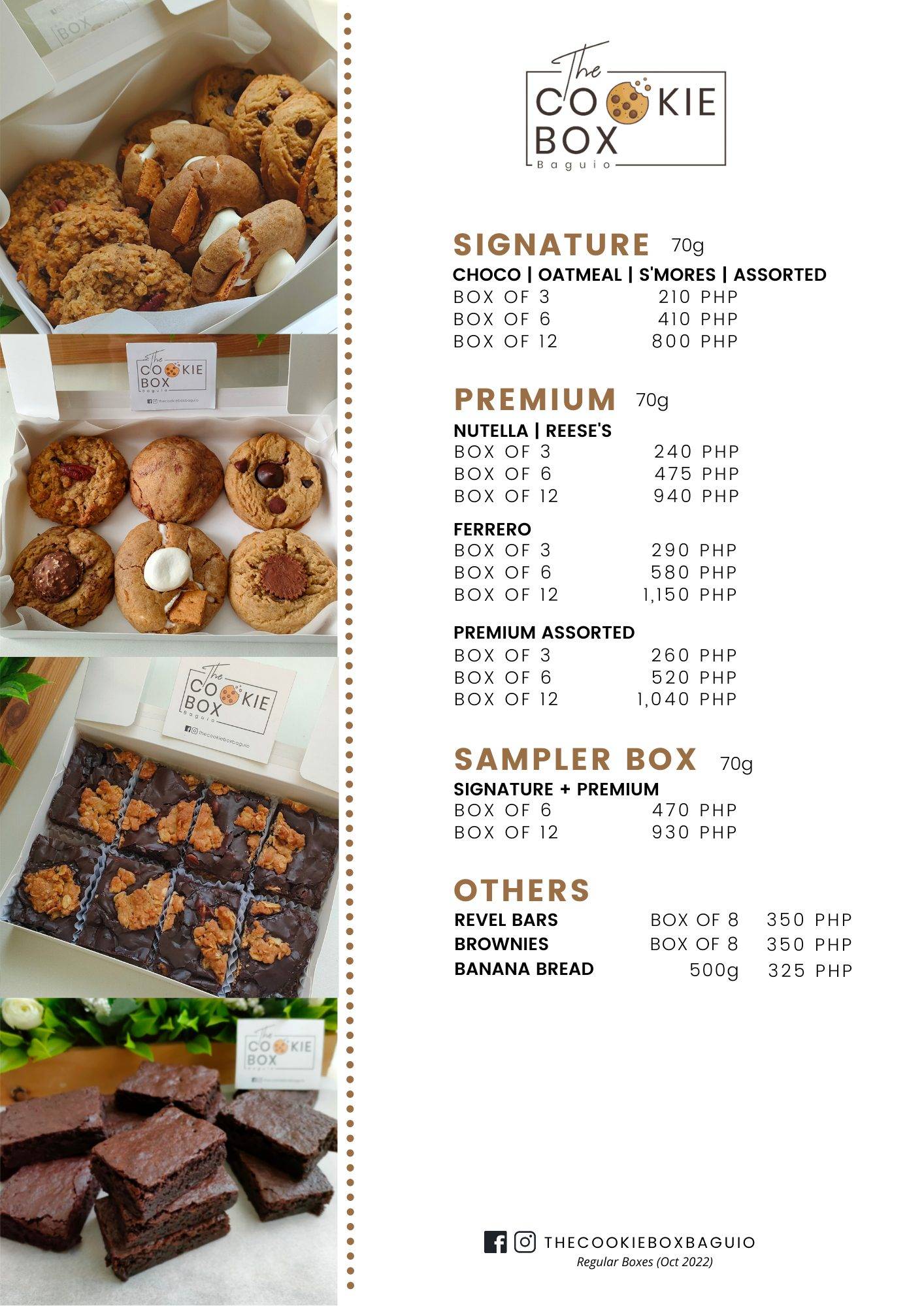 Menu at The Cookie Box Baguio desserts, Baguio