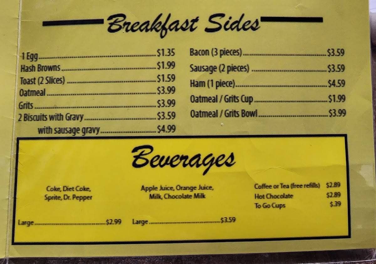 Menu at The Daily Special Cafe, Alvarado