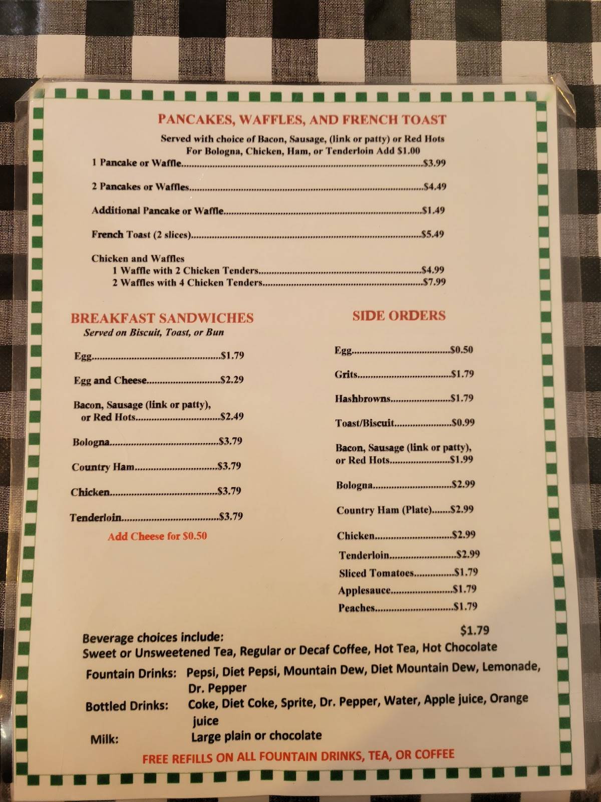 Menu at The Farmer's Kitchen restaurant, Bunn