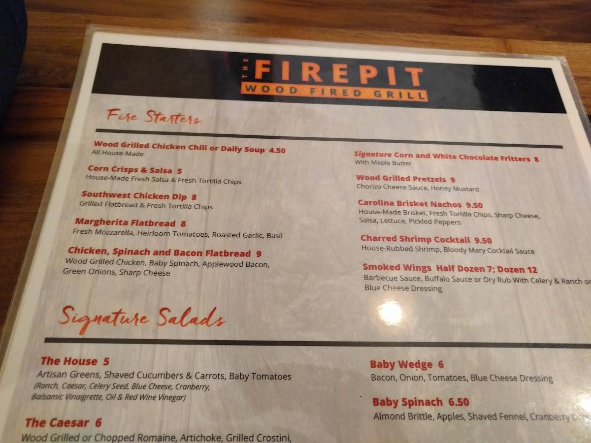 Menu at The Firepit Wood Fired Grill pub & bar, Irwin